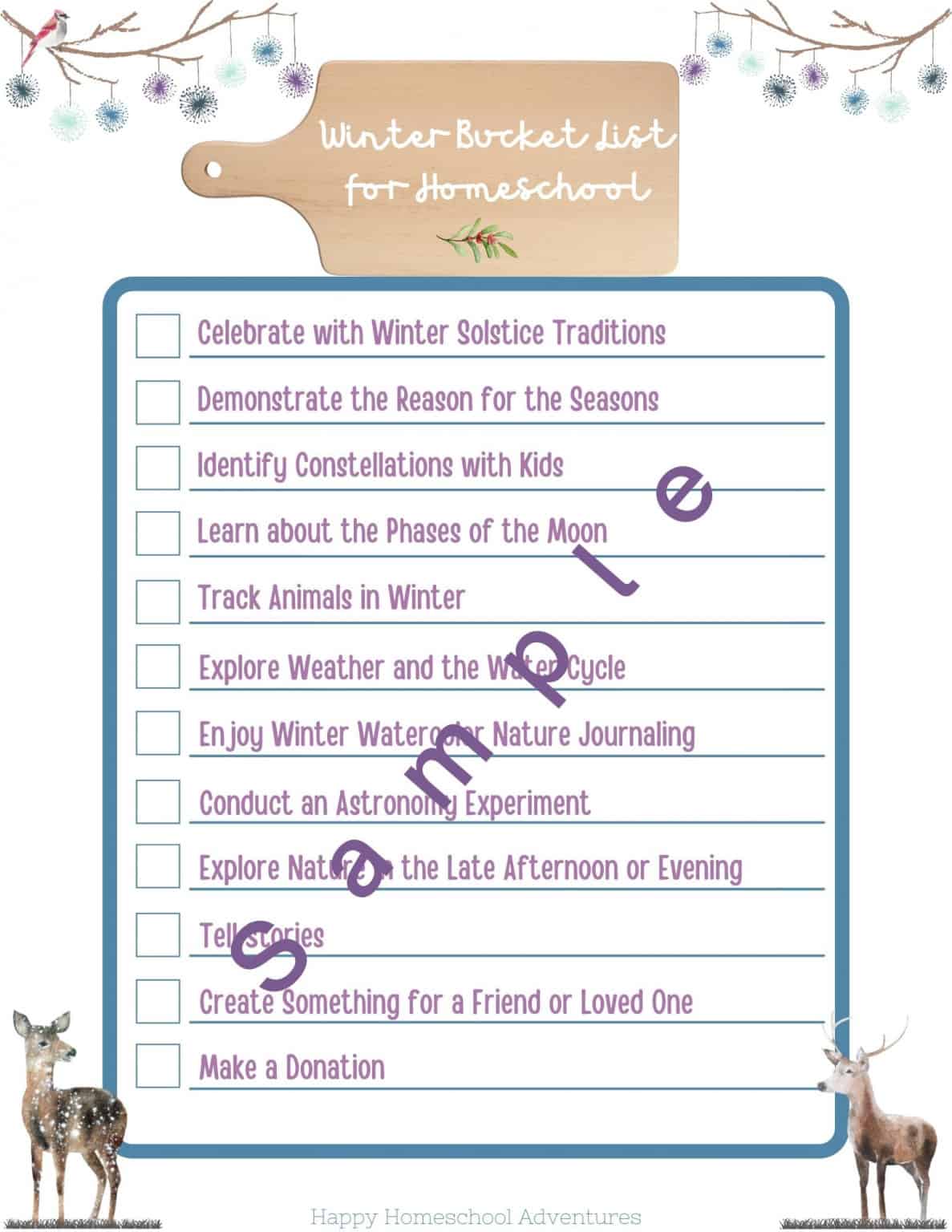 12 Winter Bucket List Activities for Homeschool with Printables • Happy ...