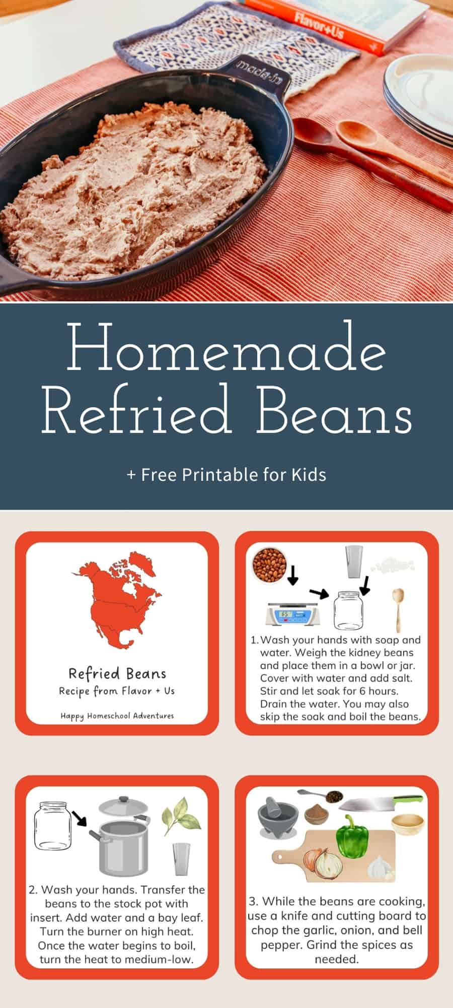 Homemade Refried Beans from Flavor + Us • Happy Homeschool Adventures