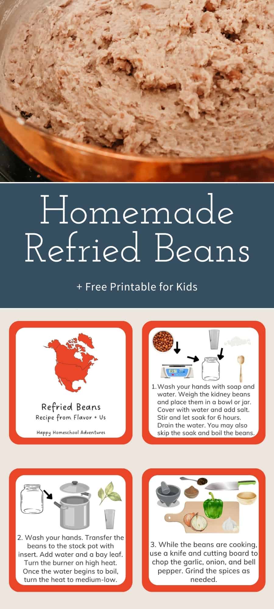 Homemade Refried Beans from Flavor + Us • Happy Homeschool Adventures